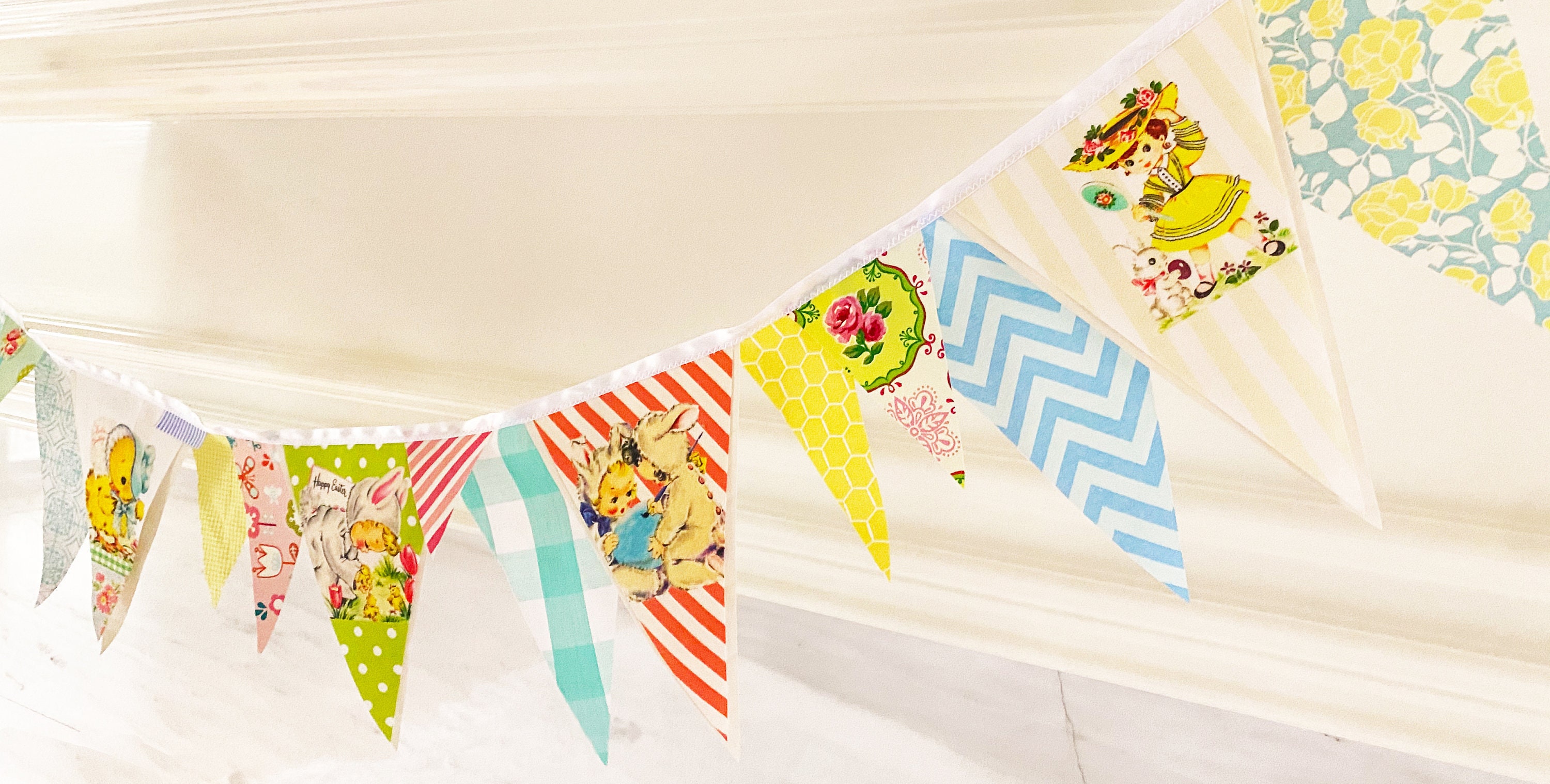 Retro Vintage Easter Bunting Banner, Spring Easter Decor, Nostalgia ...