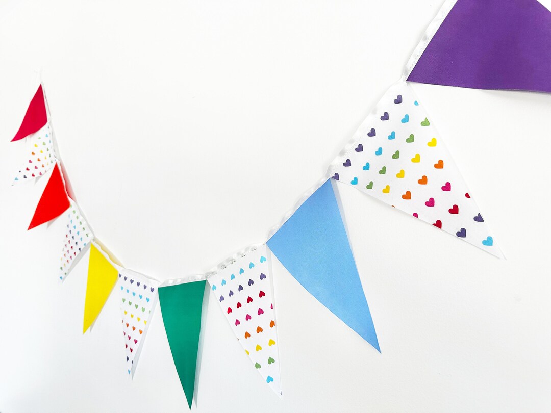 Pride Heart Flag Bunting Rainbow Color Fabric Gay Banner, Solid Cloth ...