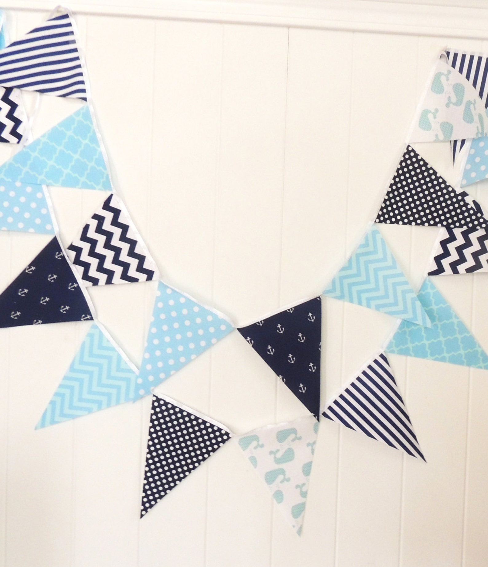 Nautical Baby Shower Banner Bunting Fabric Pennant Flags | Etsy