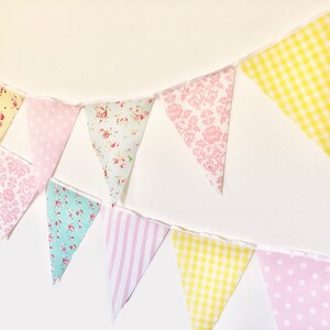 Shabby Chic Fabric Banner, Bunting, Garland Pennant Flags, Pink, Blue ...