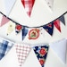 Picnic Gingham Banner, Bunting, Fabric Pennant Floral Garland Flags ...