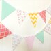 Fabric Banner, Bunting, Pennant Flags, Garland Turquoise, Pink, Grey ...