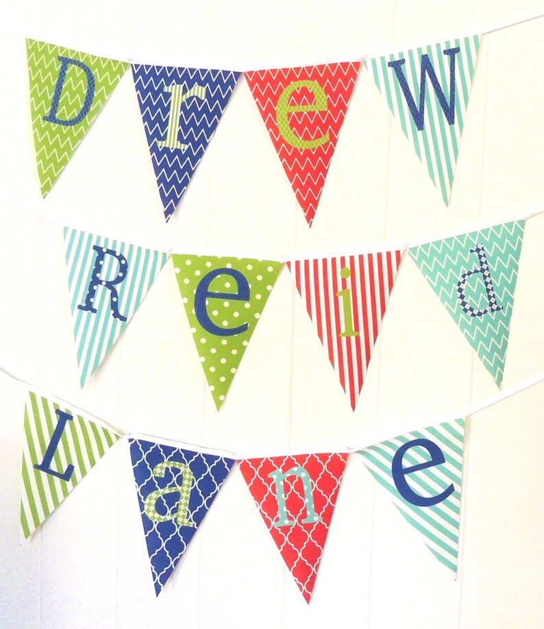 Personalized Fabric Pennant Flags Baby Name Banner Photo | Etsy
