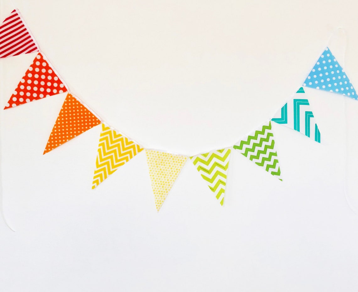 Rainbow Colored Bunting Rainbow Banner Fabric Pennant Flag - Etsy