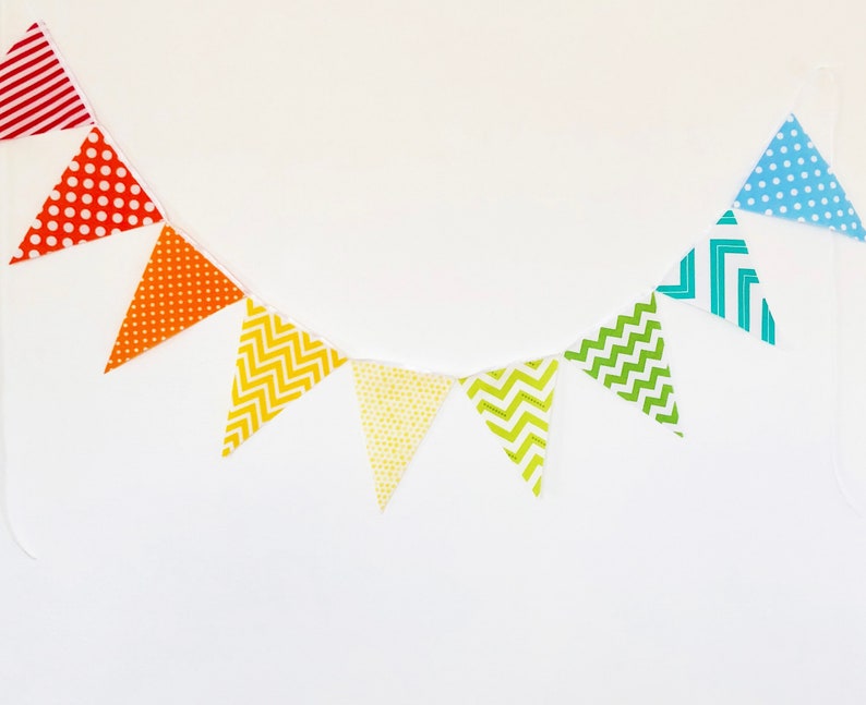 Rainbow Colored Bunting Rainbow Banner Fabric Pennant Flag - Etsy