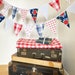 Picnic Gingham Banner, Bunting, Fabric Pennant Floral Garland Flags ...