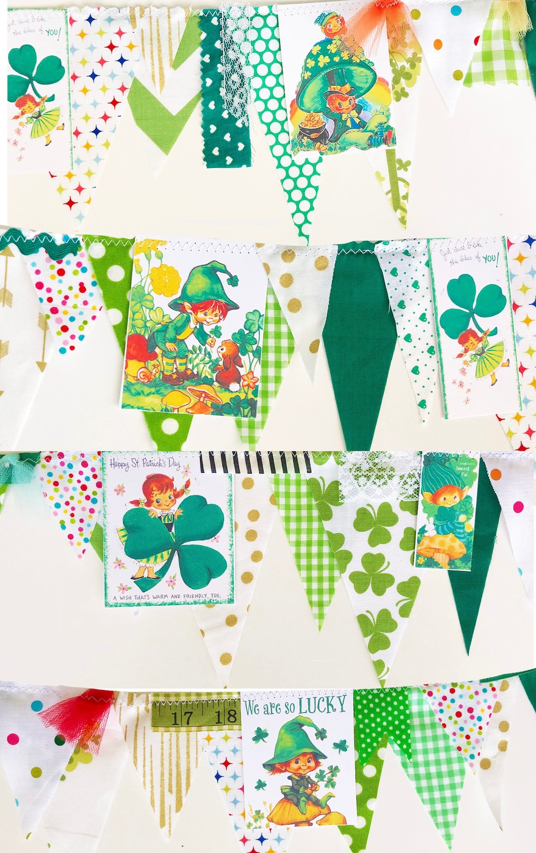 St Patrick's Day Garland Bunting Banner, Spring Decor, Shabby Chic ...