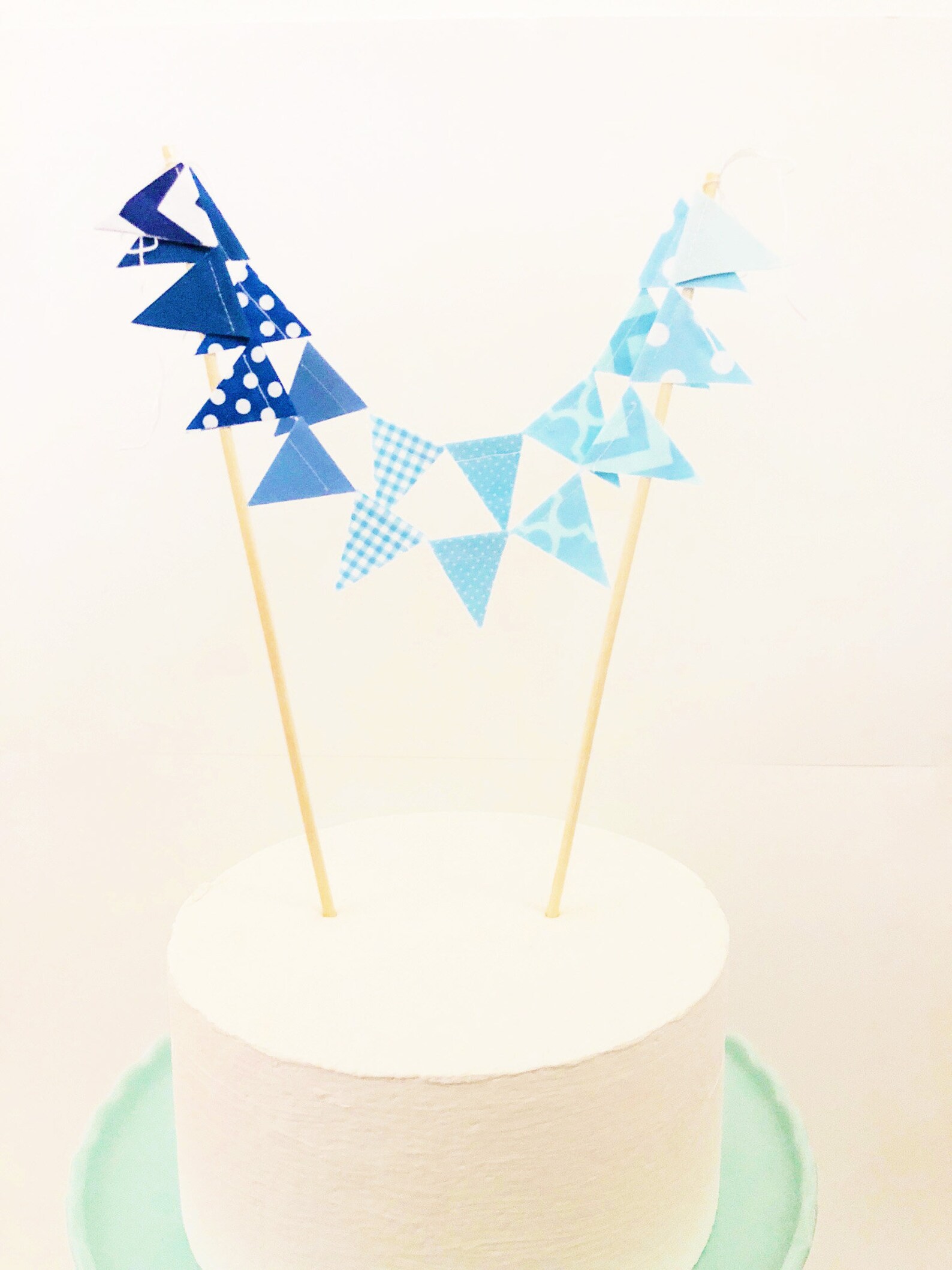 Blue Ombre Cake Topper Banner Party Cake Bunting Fabric | Etsy