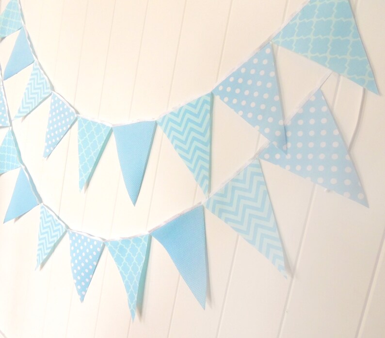 Bunting Banner Fabric Pennant Flags Light Pastel Blue - Etsy