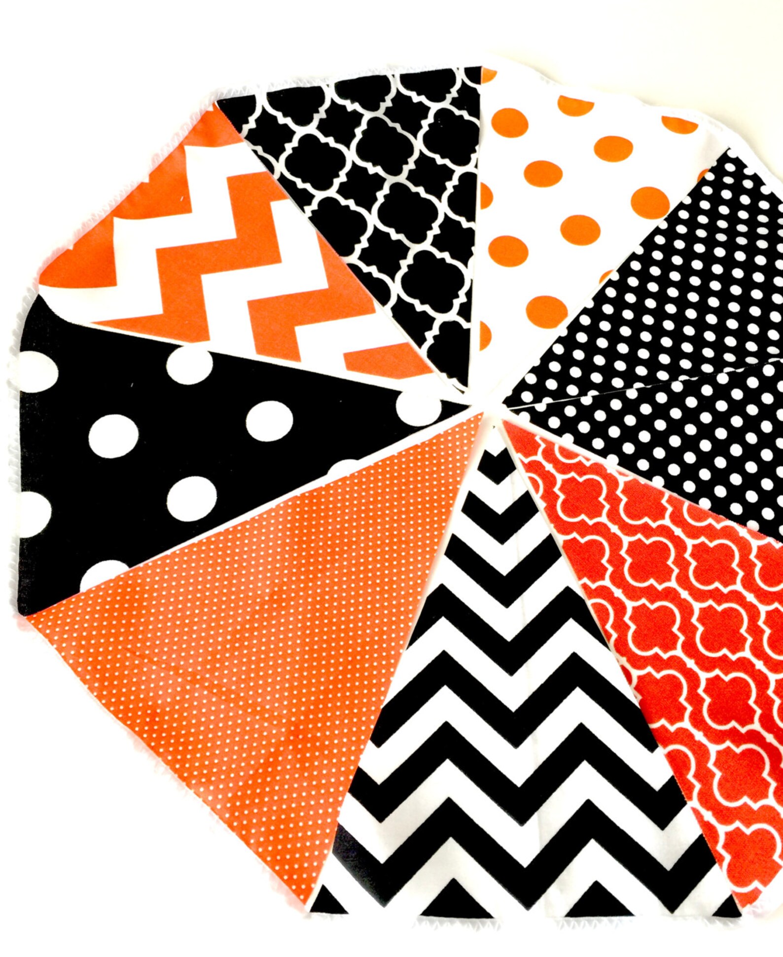 Banner Bunting Fabric Pennant Flags Orange Black Chevron | Etsy