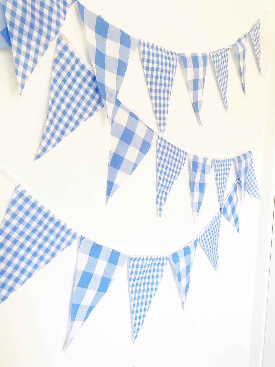 Blue Gingham Party Banner, Bunting, Pennant Flags, Vintage Style ...