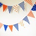 Orange and Royal Blue Banner, Bunting, Fabric Pennant Flag Garland ...