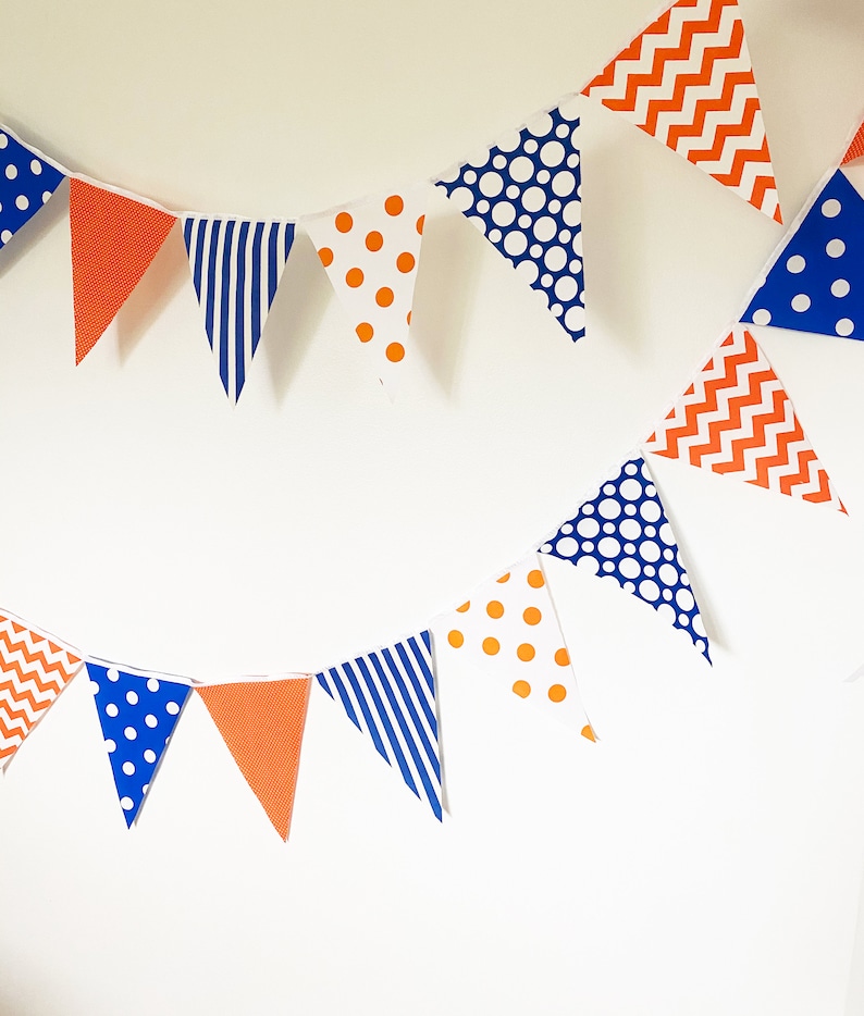 Orange and Royal Blue Banner Bunting Fabric Pennant Flag | Etsy