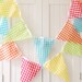 Gingham Banner, Bunting, Fabric Pennant Flags, Lime, Blue, Red, Orange ...