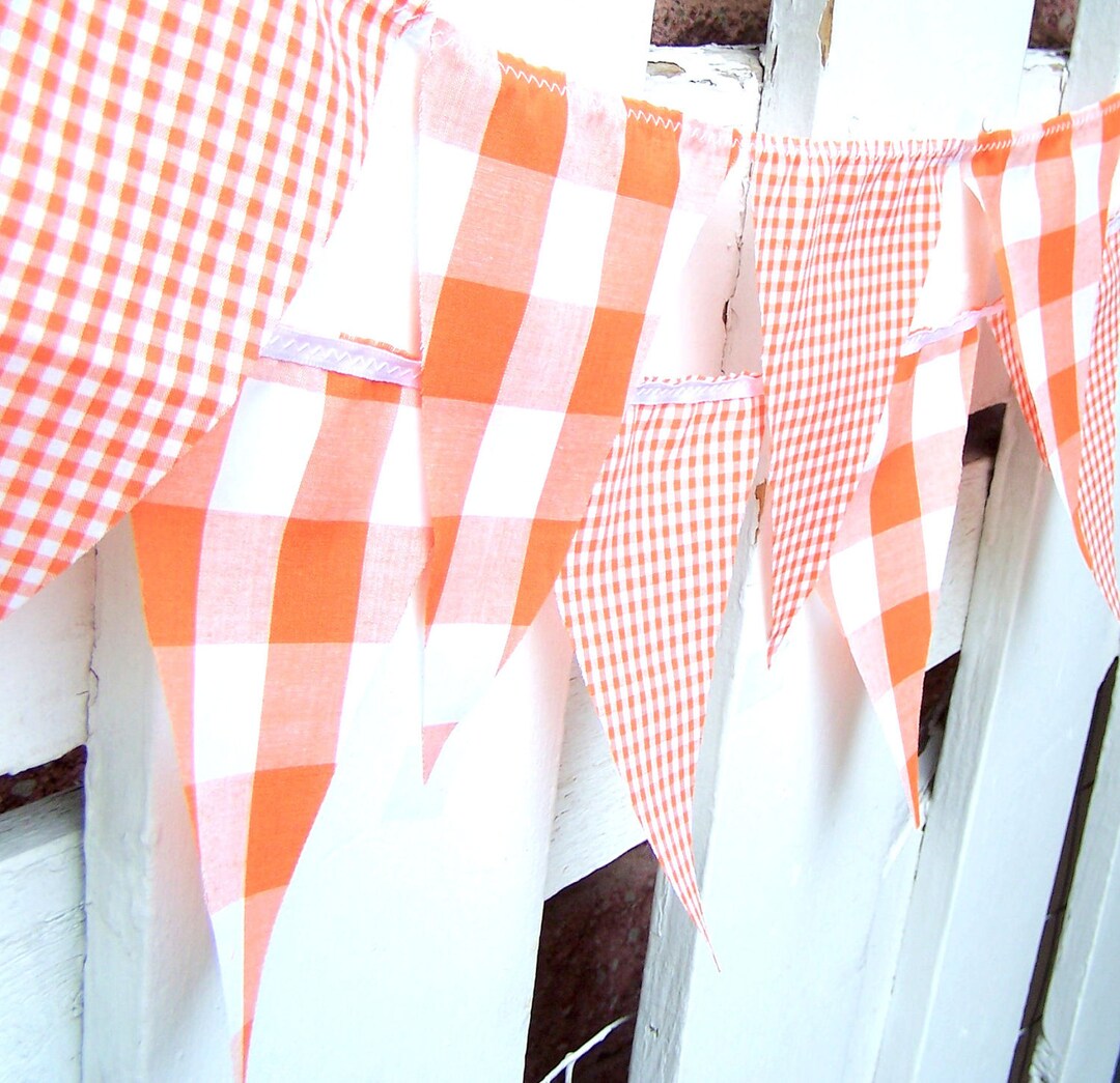 Banner Bunting Fabric Pennant Flags, Garland Vintage Style Gingham ...