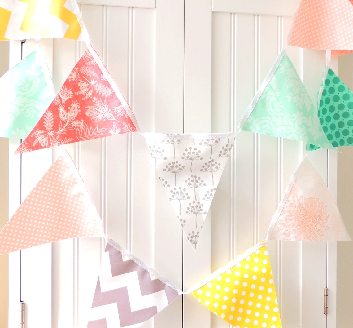 Banner, Bunting, Fabric Pennant Flag Wedding Garland, Photo Prop Baby ...