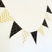 Fabric Banner Bunting, Metallic Gold and Black, Pennant Flags, Glitter ...