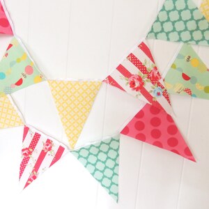 Shabby Chic Banner, Bunting, Pennant Fabric Flags, Decor Flower, Mint ...