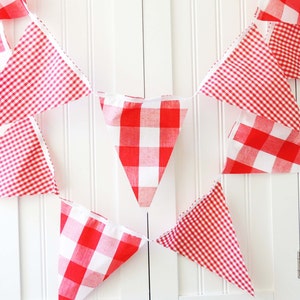 Gingham Banner, Bunting, Fabric Pennant Garland Flags, Baby Shower ...