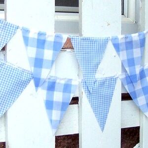 Blue Gingham Party Banner, Bunting, Pennant Flags, Vintage Style ...