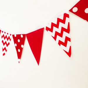 Bunting, Banner Fabric Pennant Garland Flags, Red, Polka Dot, Chevron ...