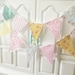 Shabby Chic Fabric Banner, Bunting, Pennant Flags, Pink, Blue, Aqua ...