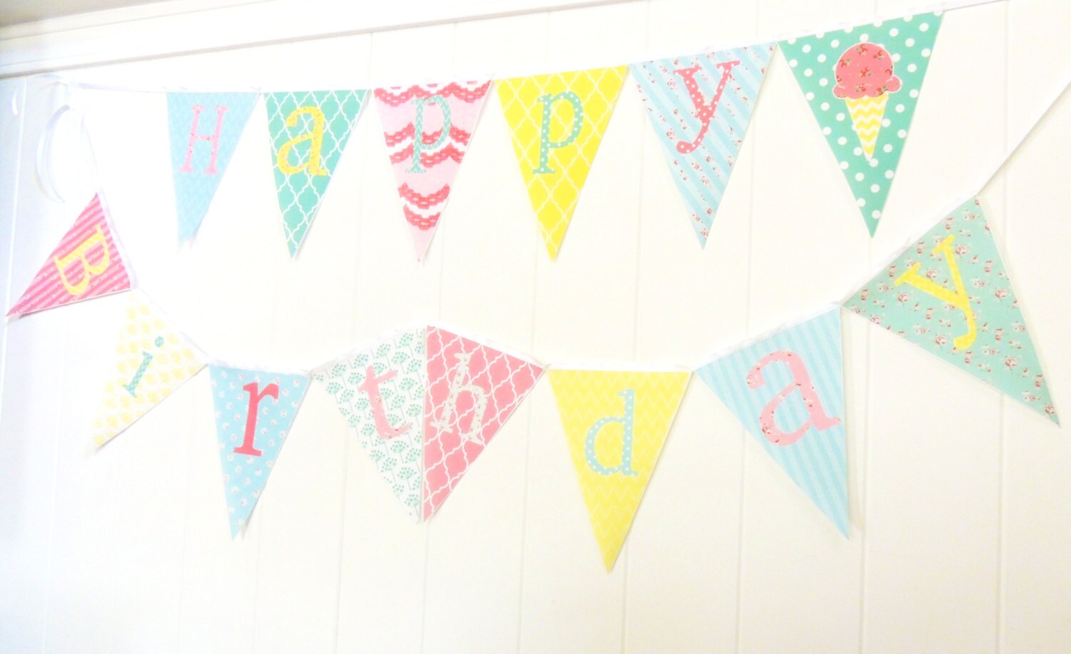 Happy Birthday Bunting Happy Birthday Banner Fabric Pennant | Etsy
