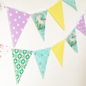 Unicorn Princess Party Rainbow Fabric Bunting, Shabby Chic Banner ...