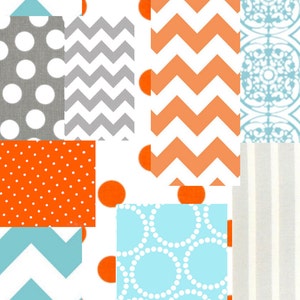 Baby Shower Banner, Bunting, Pennant Fabric Flags, Orange, Aqua, Grey ...