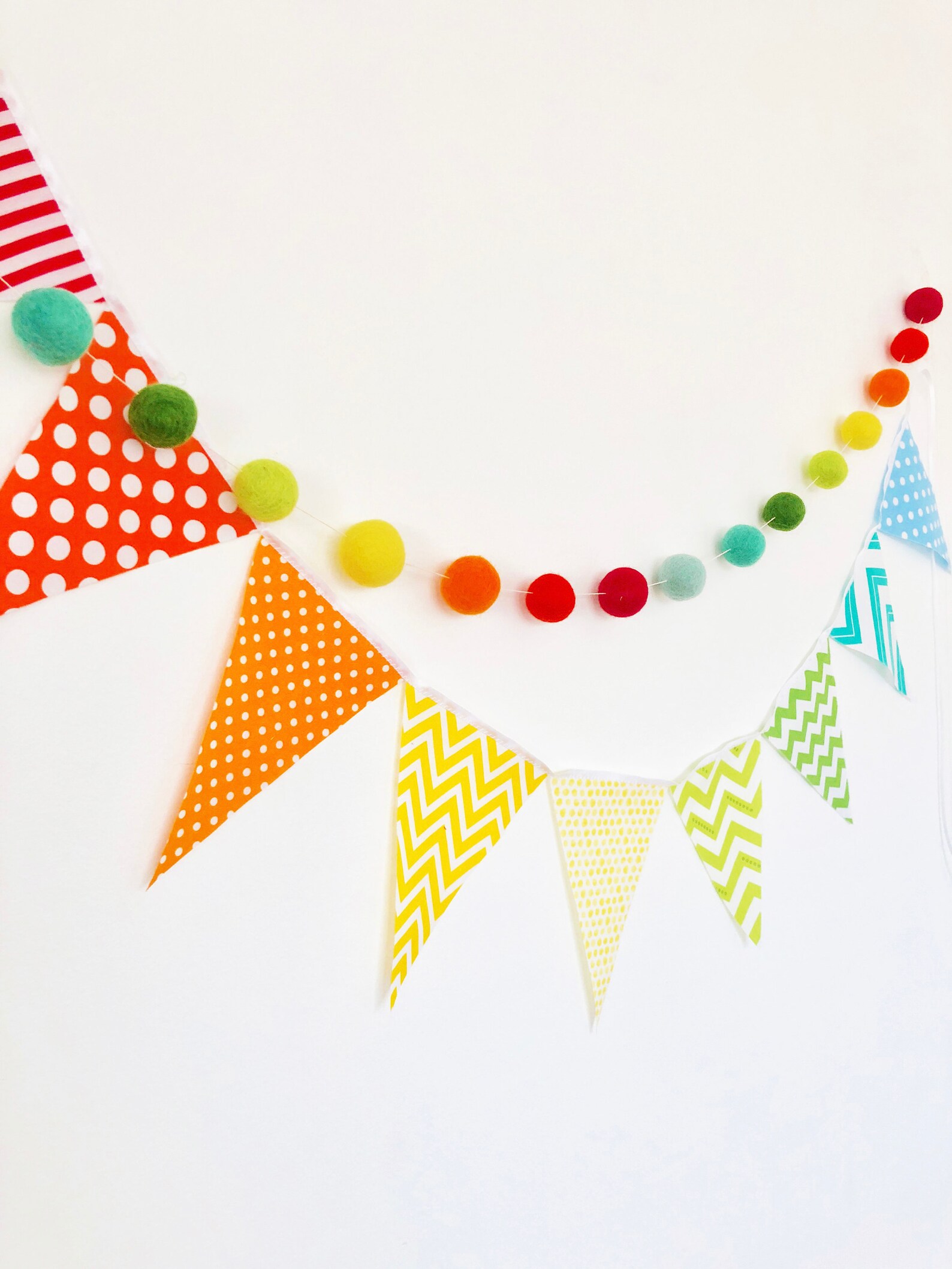 Rainbow Colored Bunting, Rainbow Banner, Fabric Pennant Flag Garland ...