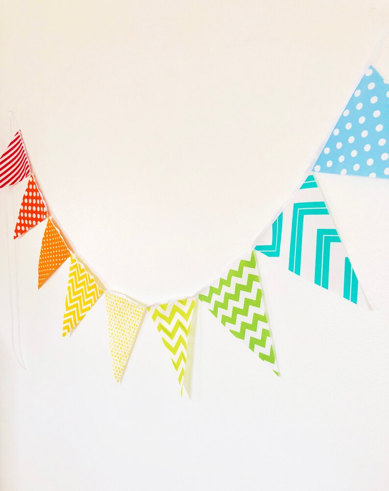 Rainbow Colored Bunting, Rainbow Banner, Fabric Pennant Flag Garland ...