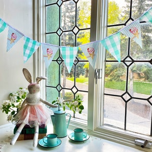 Ice Cream Picnic Party Gingham Banner, Mint Bunting, Vintage Ice Cream ...