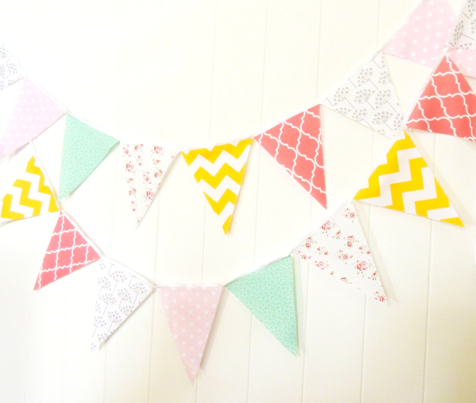 Fabric Banner Bunting Pennant Flags Garland Turquoise | Etsy