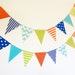 Banner, Bunting, Fabric Pennant Flags, Orange, Lime, Aqua, Royal Blue ...