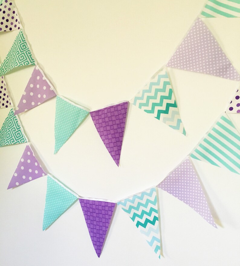 Purple Lavender Mint Turquoise Banner Bunting Garland | Etsy
