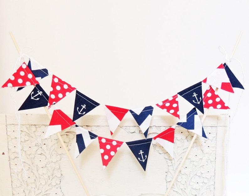 Nautical Party Banner Bunting Fabric Pennant Flags Navy - Etsy
