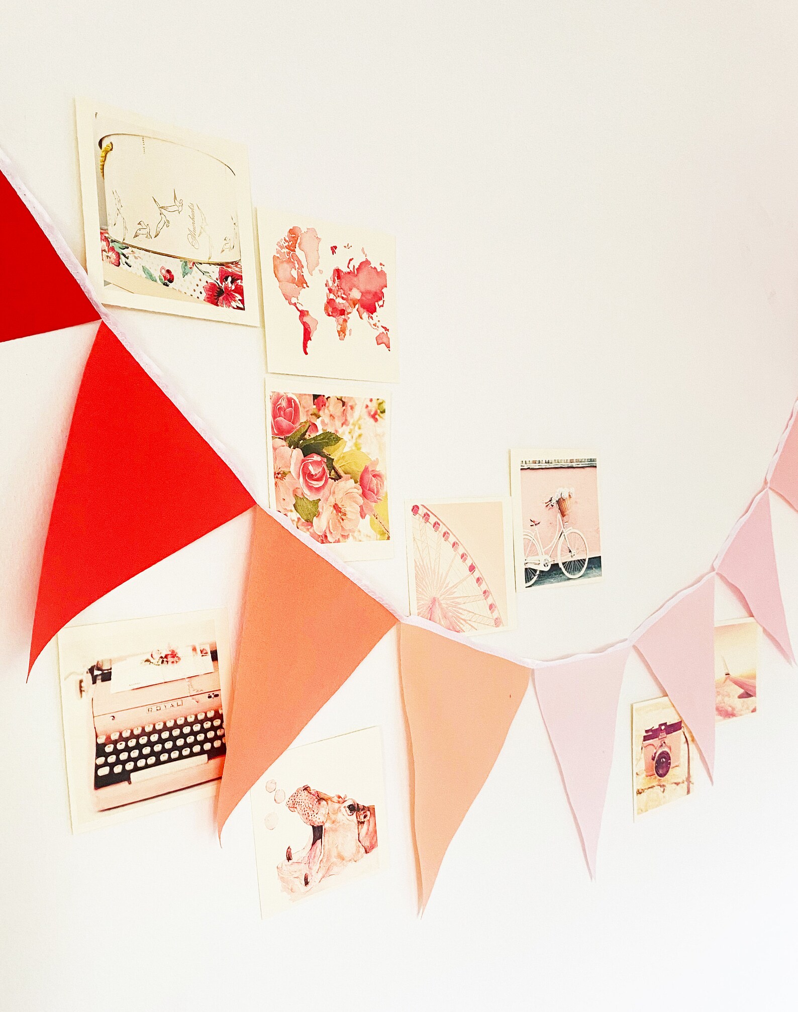 Garland Flag Bunting Ombre Red Peach Pink Aesthetic Color - Etsy