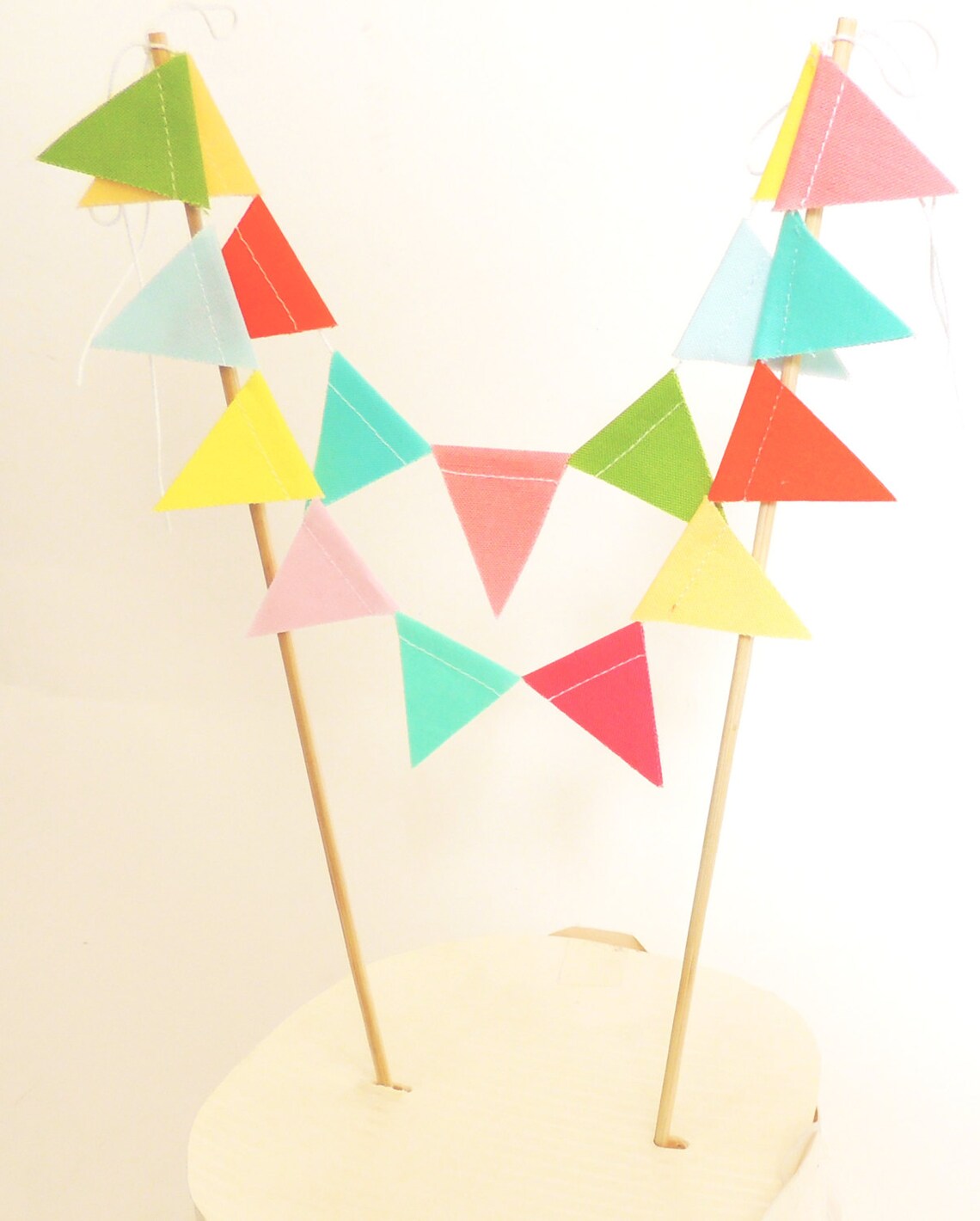 Cake Topper Banner, Solid Colored Pink, Mint, Coral Party Cake Bunting ...