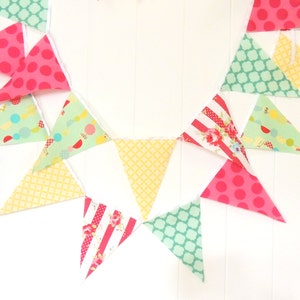 Shabby Chic Banner, Bunting, Pennant Fabric Flags, Decor Flower, Mint ...
