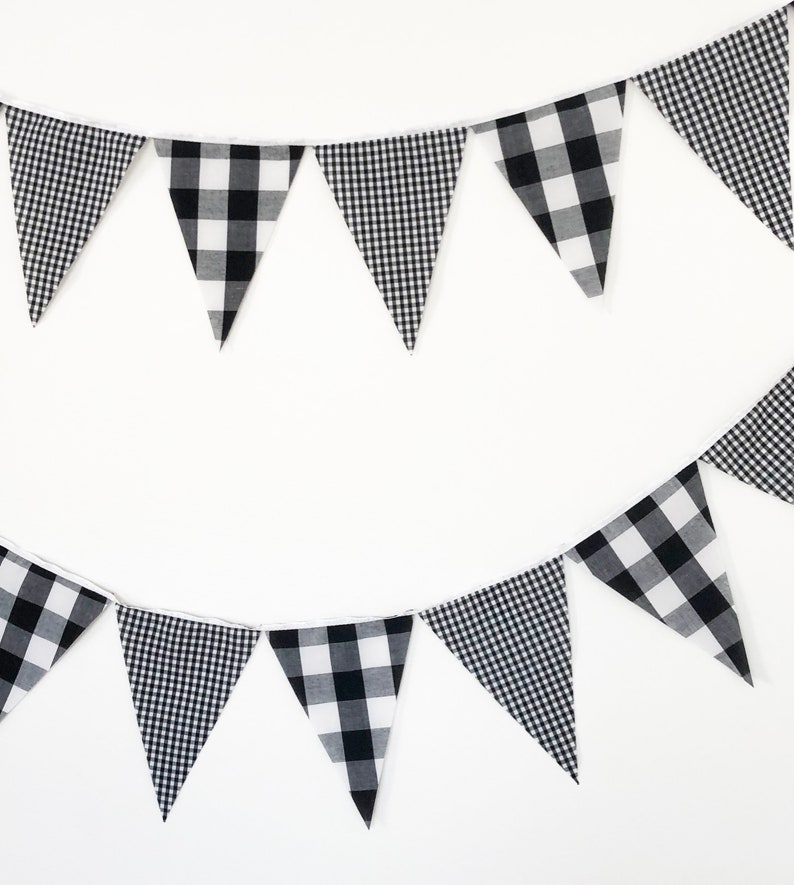 Gingham Banner, Bunting, Fabric Pennant Garland Flags, Baby Shower ...