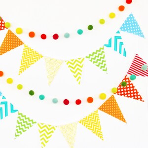 Rainbow Colored Bunting, Rainbow Banner, Fabric Pennant Flag Garland ...