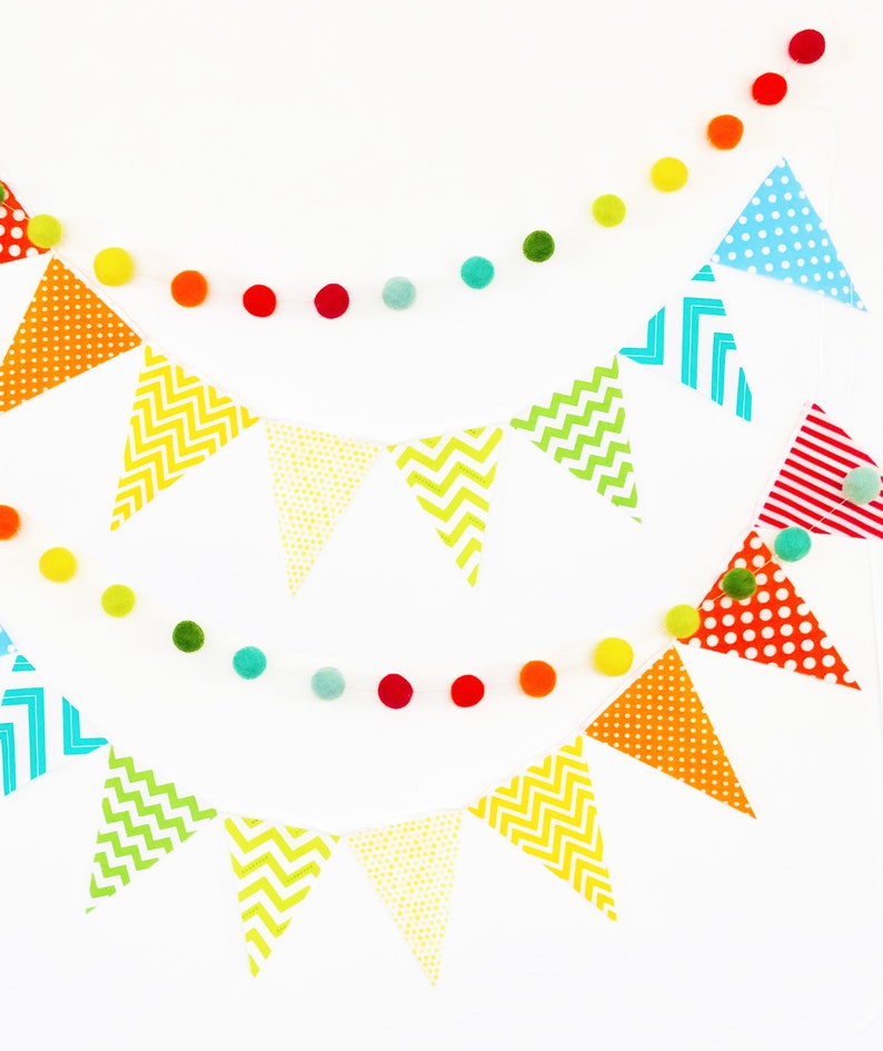 Rainbow Colored Bunting Rainbow Banner Fabric Pennant Flag - Etsy