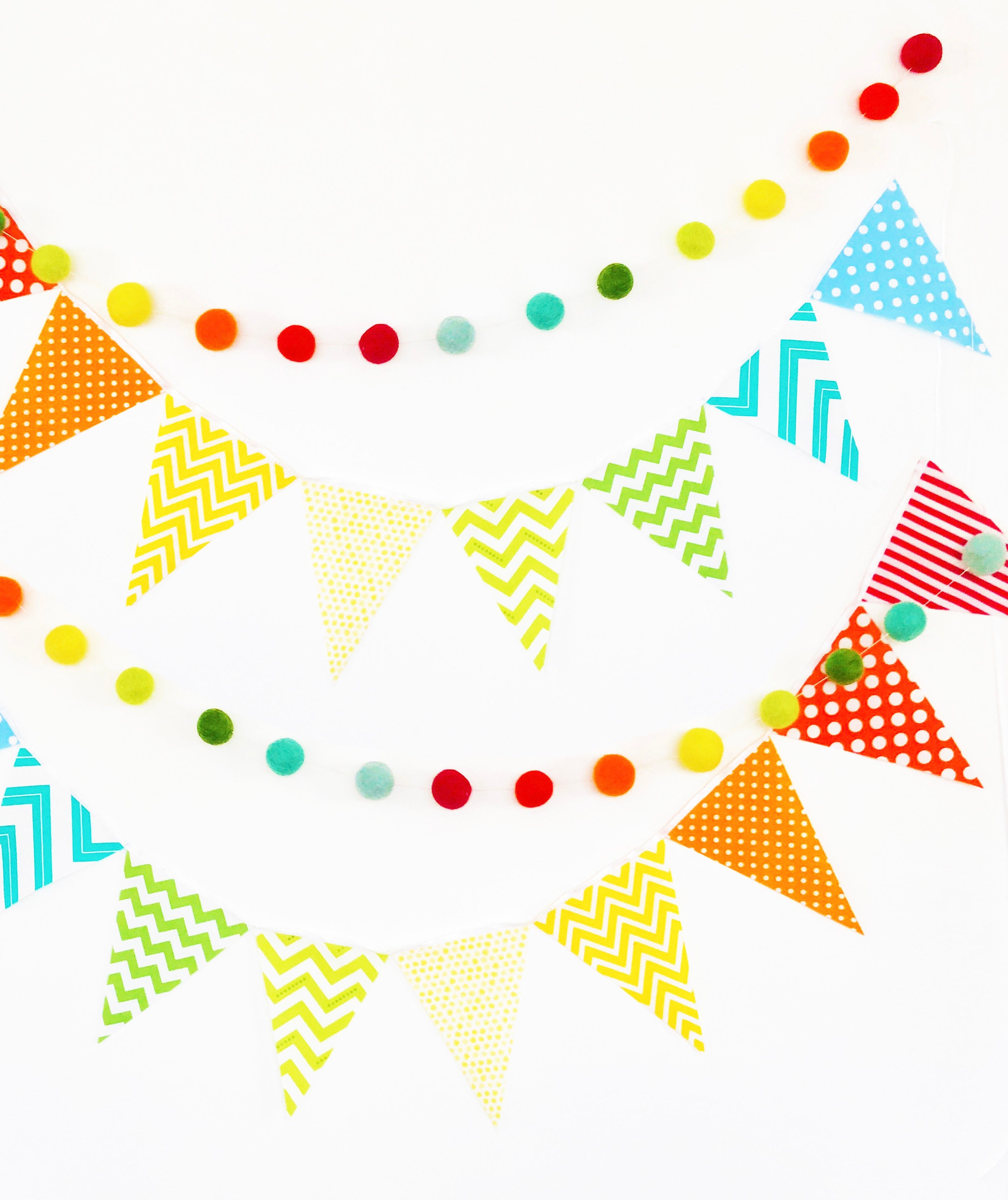 Rainbow Colored Bunting Rainbow Banner Fabric Pennant Flag | Etsy