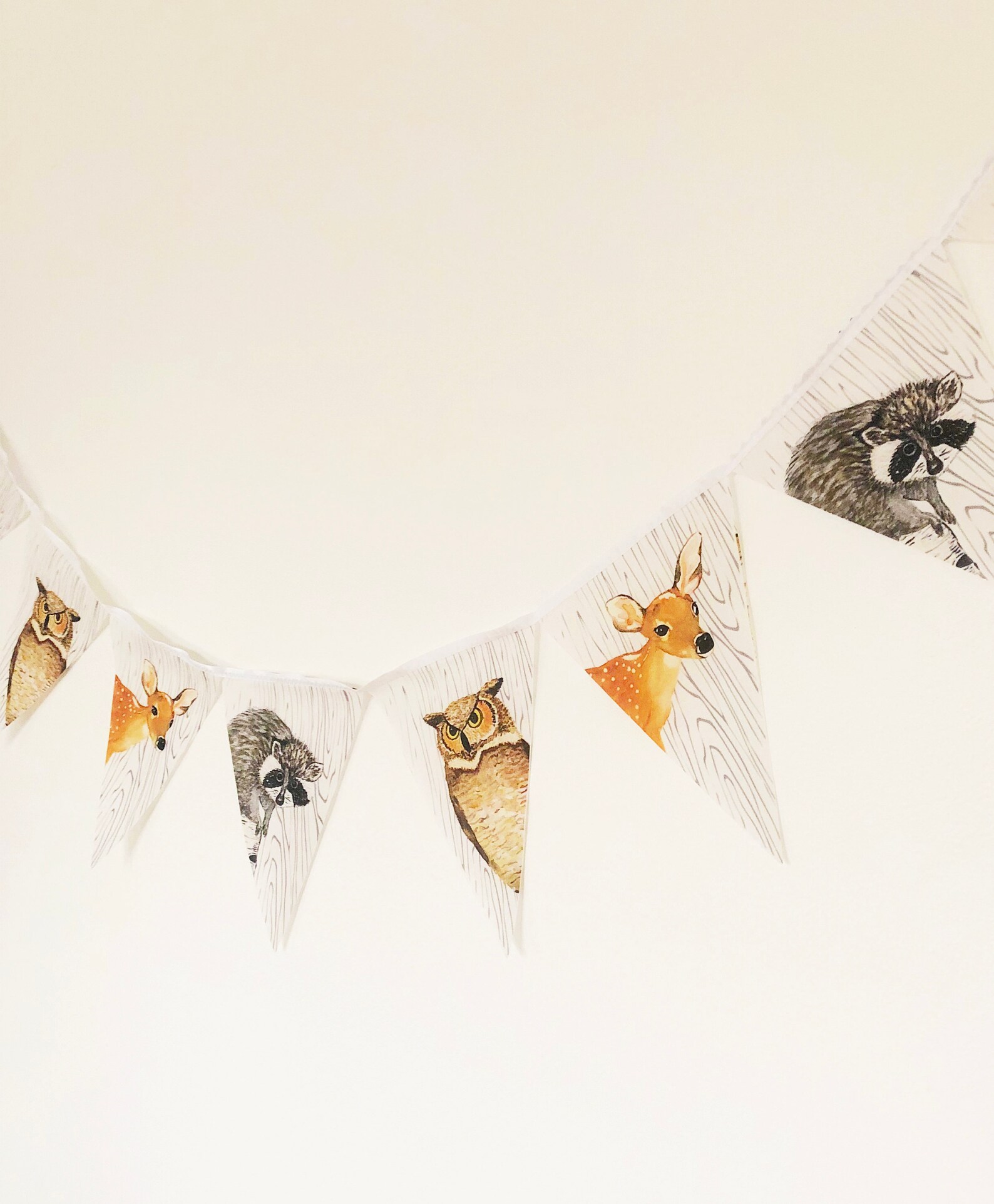 Woodland Animal Banner Fabric Garland Flags Watercolor Decor | Etsy