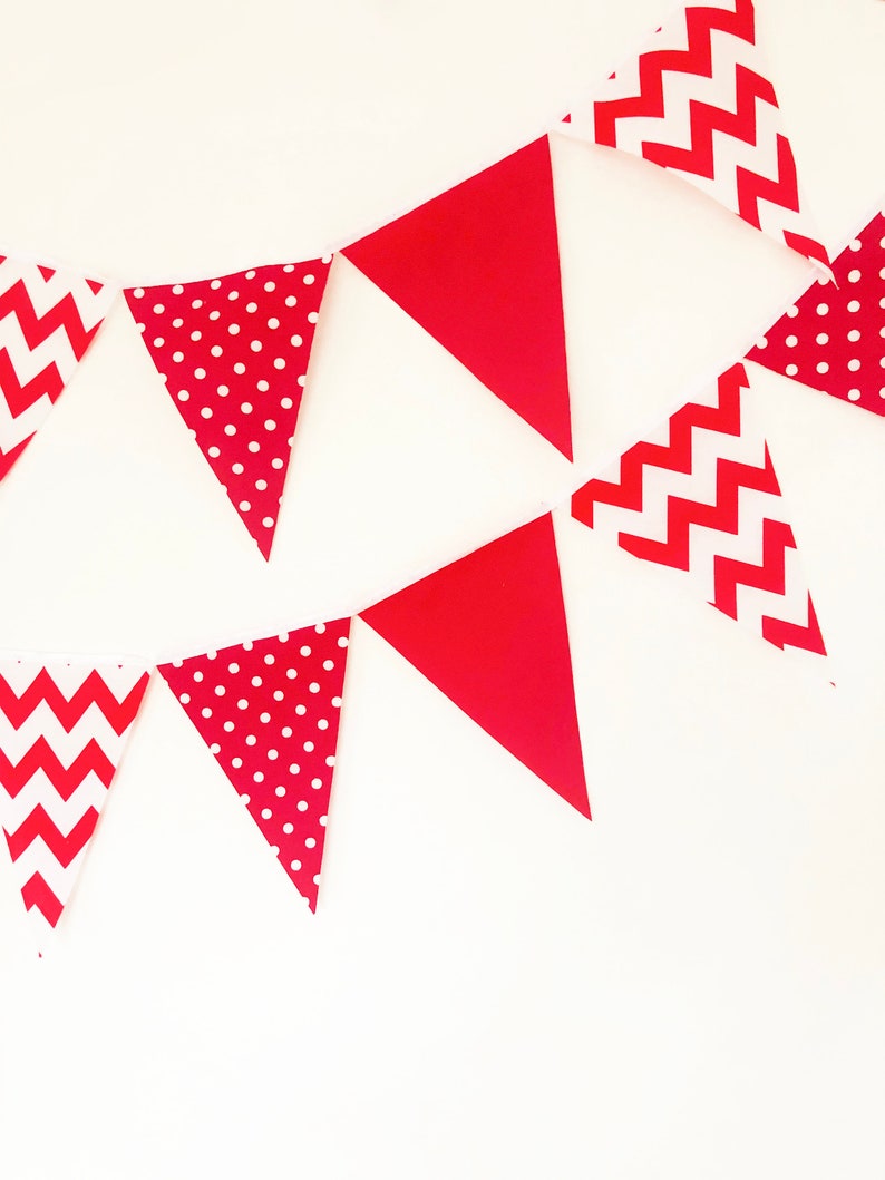 Bunting Banner Fabric Pennant Garland Flags Red Polka Dot | Etsy