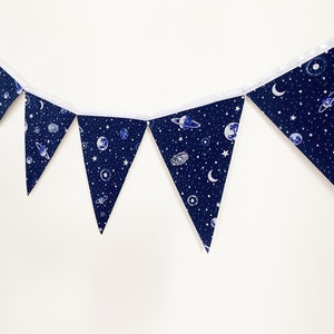 Galaxy Stars Moon Planets Banner Bunting, Solar System Fabric Pennant ...