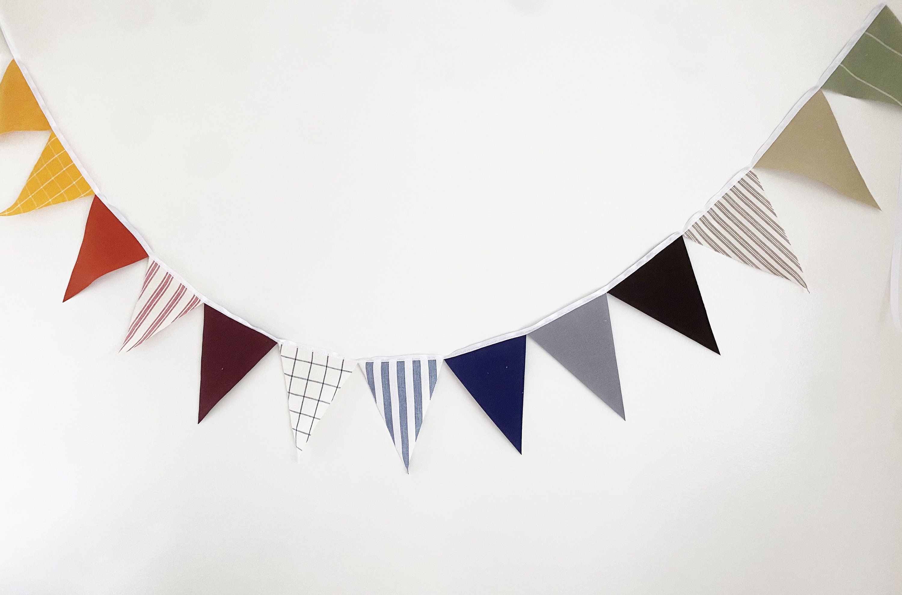 Earth Tone Stripes and Solids Rustic Garland Flag Bunting Fabric Banner ...
