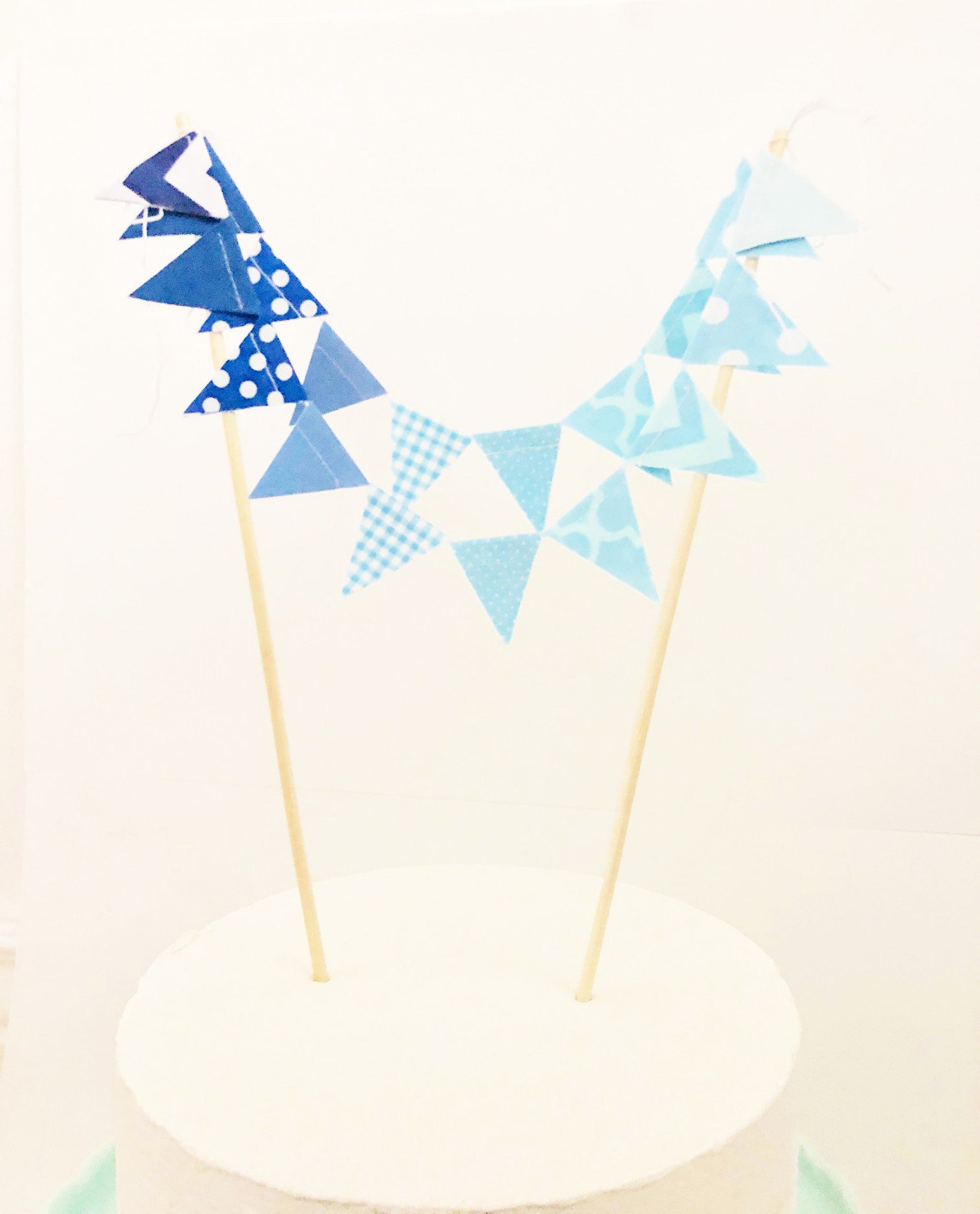 Blue Ombre Cake Topper Banner Party Cake Bunting Fabric | Etsy