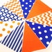Orange and Royal Blue Banner, Bunting, Fabric Pennant Flag Garland ...