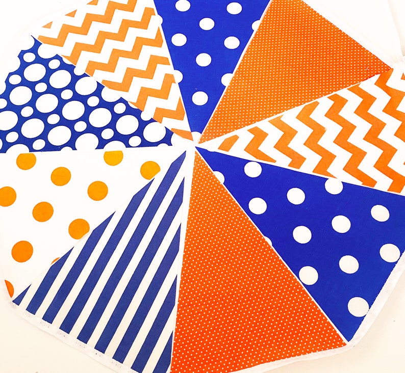 Orange and Royal Blue Banner Bunting Fabric Pennant Flag | Etsy